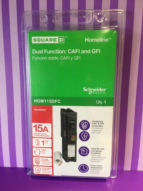 Square D Homeline HOM115DF 15A Miniature Circuit Breaker for sale ...