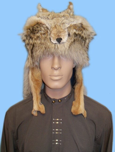 FUR HAT ! MENS GENUINE COYOTE MOUNTAIN MAN - FRONTIERSMAN CAPE 23-24 ...