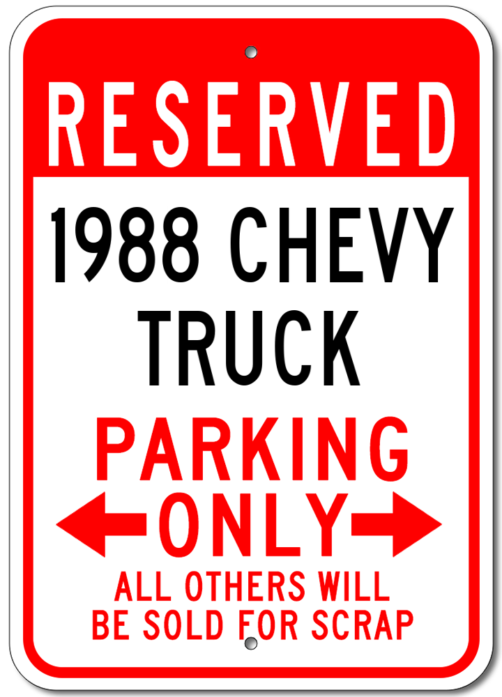 Custom 1988 88 CHEVY TRUCK Parking Sign Personalized Garage Aluminum ...