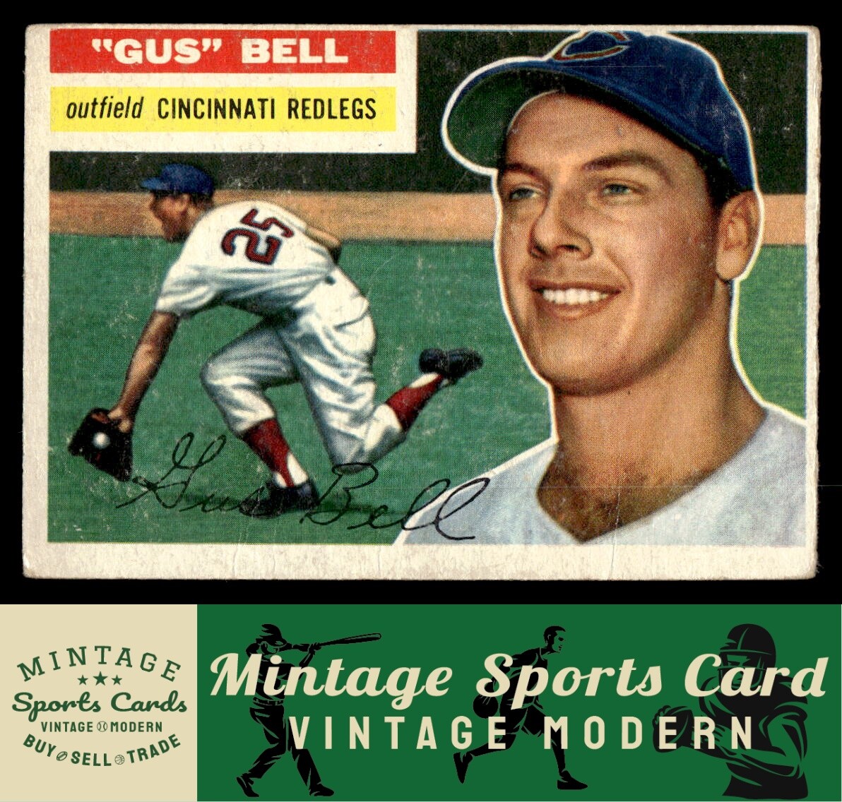 1956 Topps - Gus Bell - #162 Cincinnati Reds | eBay