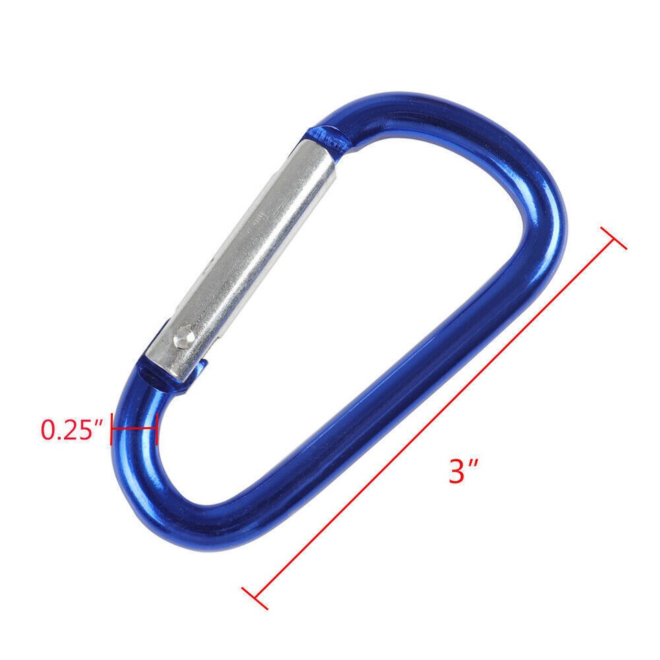 50/100 Pack Aluminum Carabiner Key Hook Keychain Buckle D Shape Spring ...
