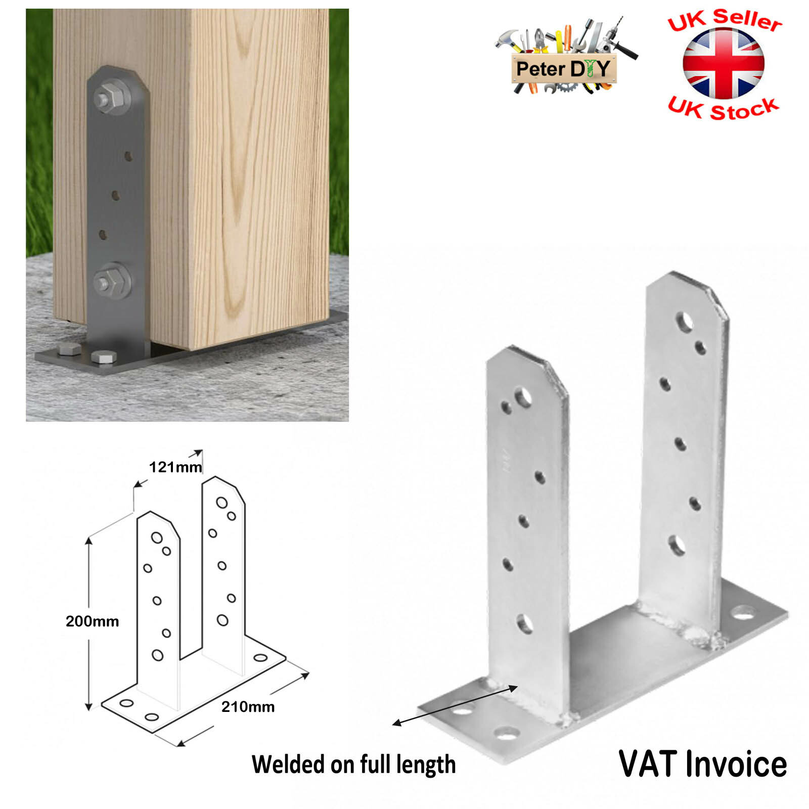 Heavy Duty Galvanised ("TT" Type) Post Foot Fence Foot Anchors Bolt ...