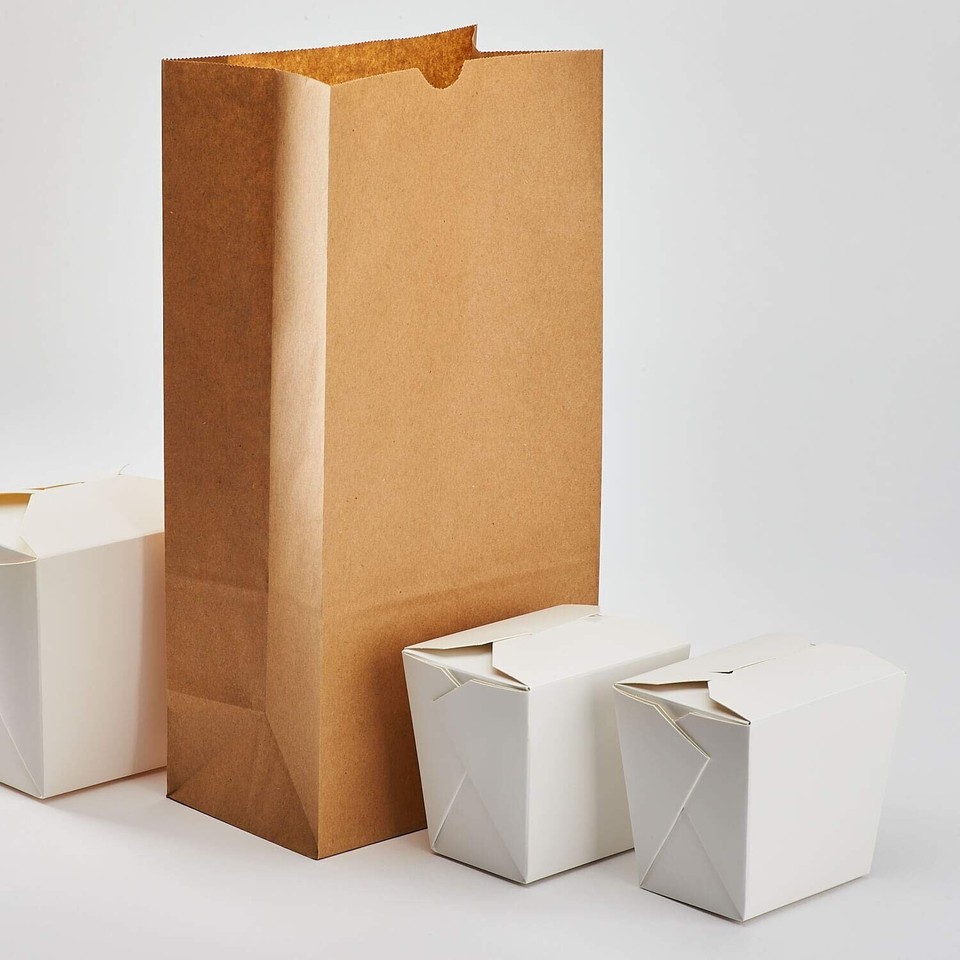 Brown Paper Bags - 8 lb Disposable Paper Lunch Bags Sack Bulk Strong 10 ...