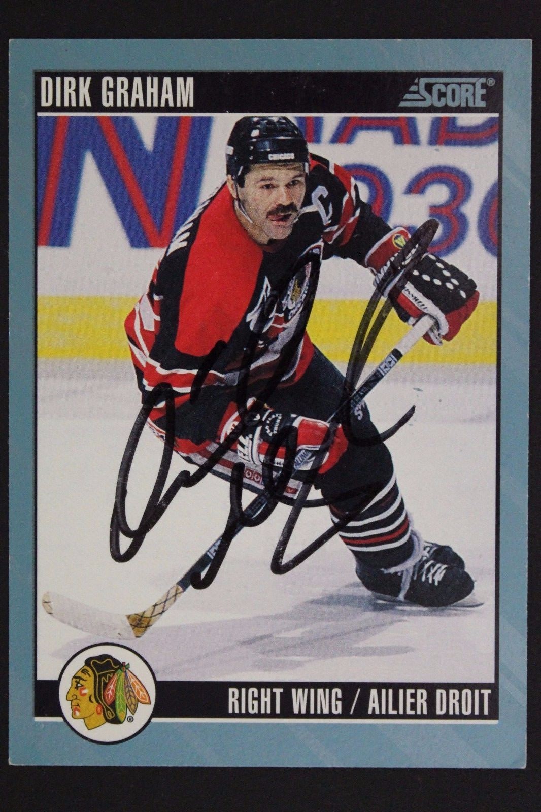 Dirk Graham Chicago Black Hawks Autographed 1992 Score #27 Hockey Card ...
