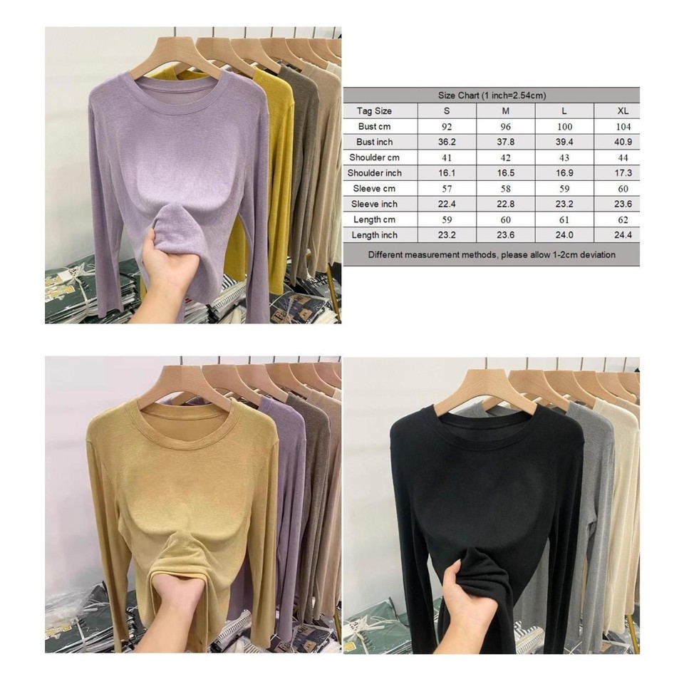 Basic Womens Loose Long Sleeve Tee for Daily Outfits in Various Shades ...