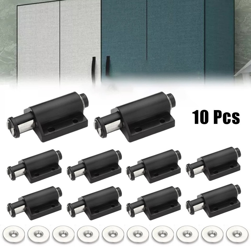 10 Pack Black Push to Open Spring Catch for Cabinet Cupboard Doors No ...
