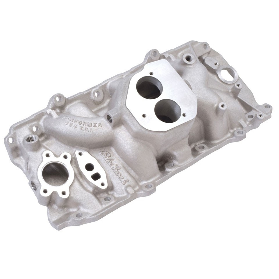 Edelbrock Intake Manifold 3764; Performer Dual Plane Satin for Chevy ...