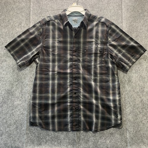 Columbia Titanium Shirt Short Sleeve Gray Plaid Size L Mens Vented | eBay