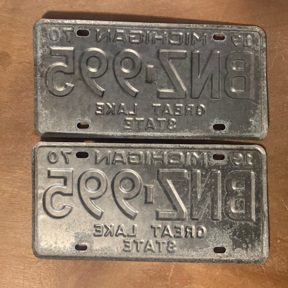 1970 Michigan License Plate Pair # BNZ-995 | eBay