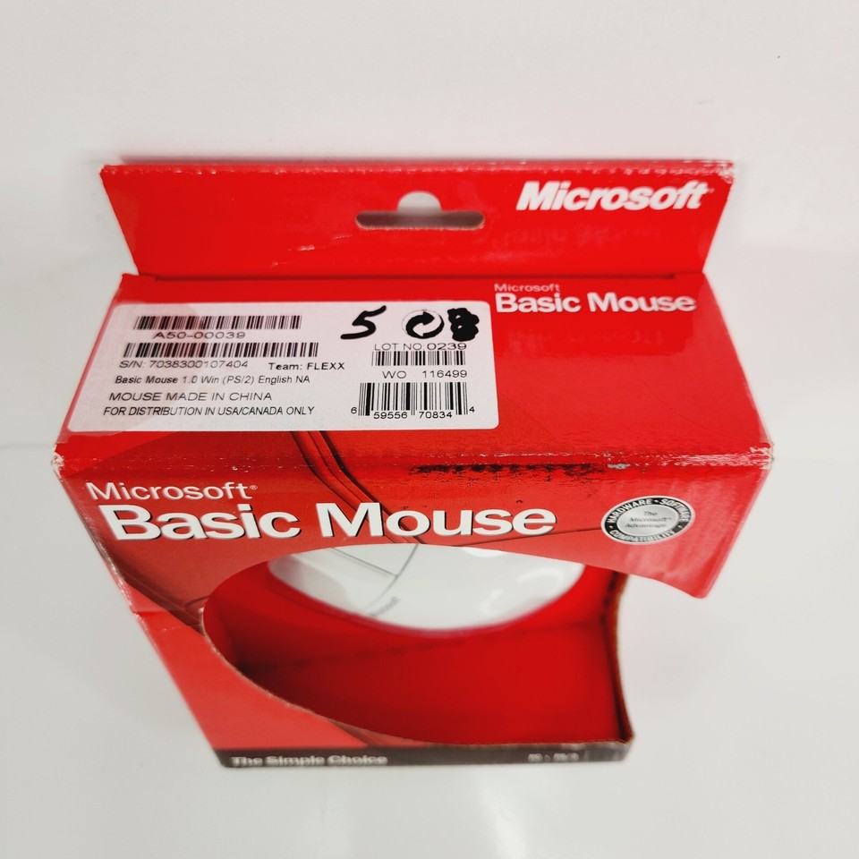 MICROSOFT WHITE BASIC MOUSE SERIES V1.0 WIN NT (PS/2) A50-00039 VINTAGE ...