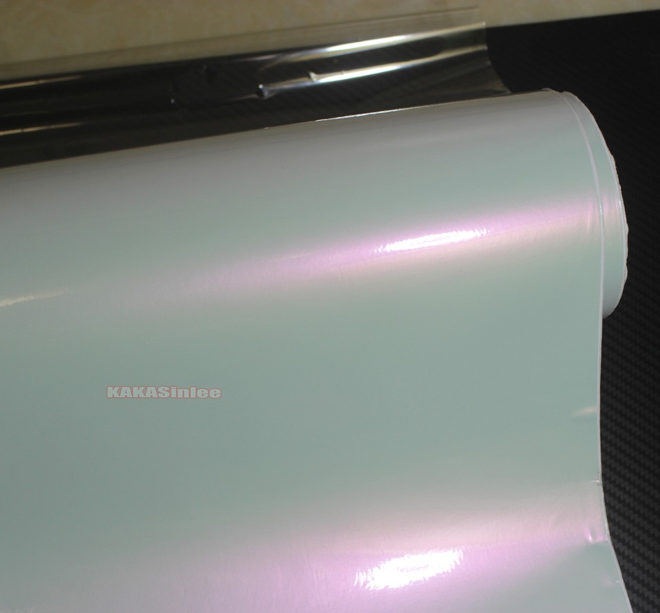 Full Car Wrap Glossy White Pink Pearl Chameleon Vinyl Sticker Film 50FT ...