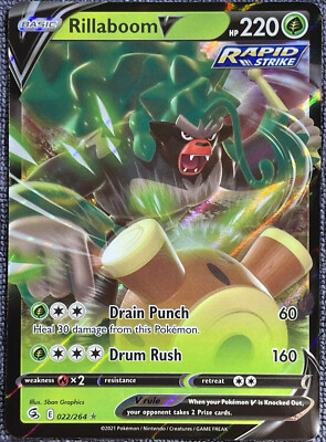 Rillaboom V Ultra Rare - 022/264 - Fusion Strike Pokemon 2021 | eBay