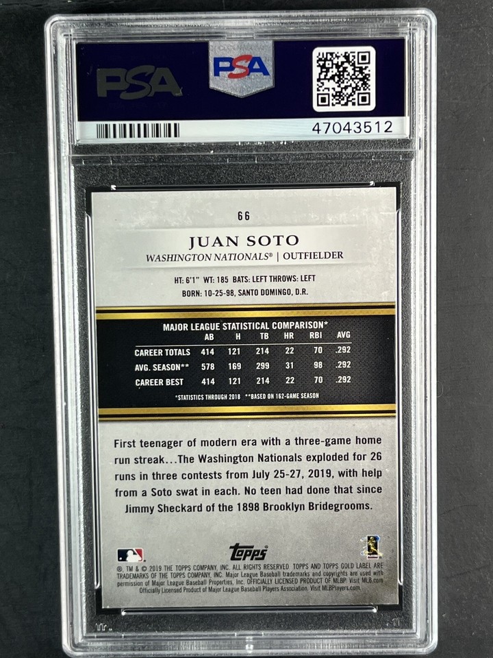 2019 Topps Gold Label Class 1 Black #66 Juan Soto PSA 9 💎🔥 | eBay