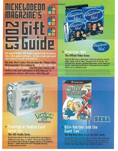 2003 Nickelodeon Magazine’s Annual Gift Guide Vintage Print Ad/Poster ...
