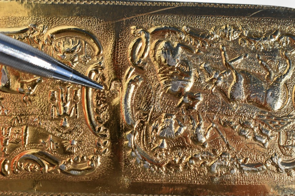 ANTIQUE GOLD WASHED STERLING SILVER BOX EMBOSSED W. COUNTRY SCENES 10 ...