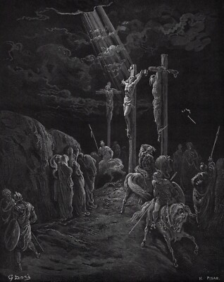 Intense 1800s GUSTAVE DORE Biblical Woodcut "Christ Crucified" Framed ...