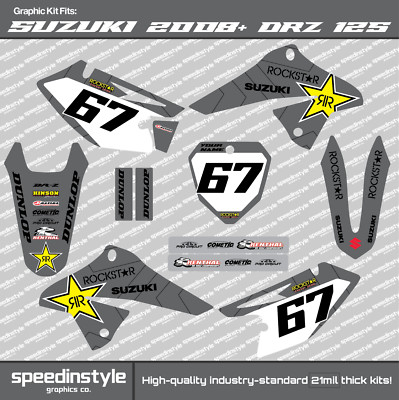 Graphics Decal Kit For Suzuki DRZ125 (2008-2021) DRZ 125 REV-GREY ...