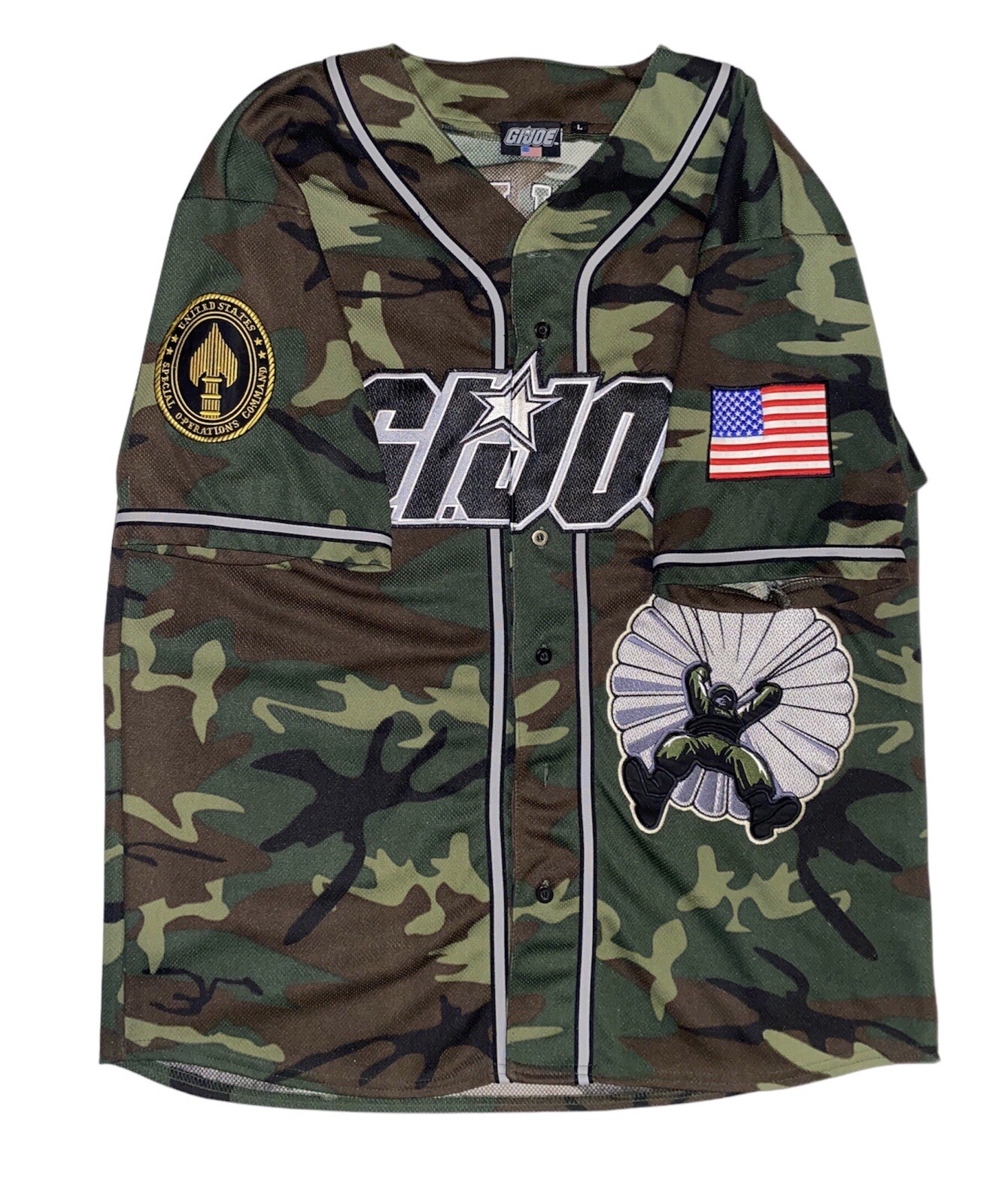 GI Joe Camouflage Baseball Jersey Mens Size L - Gem