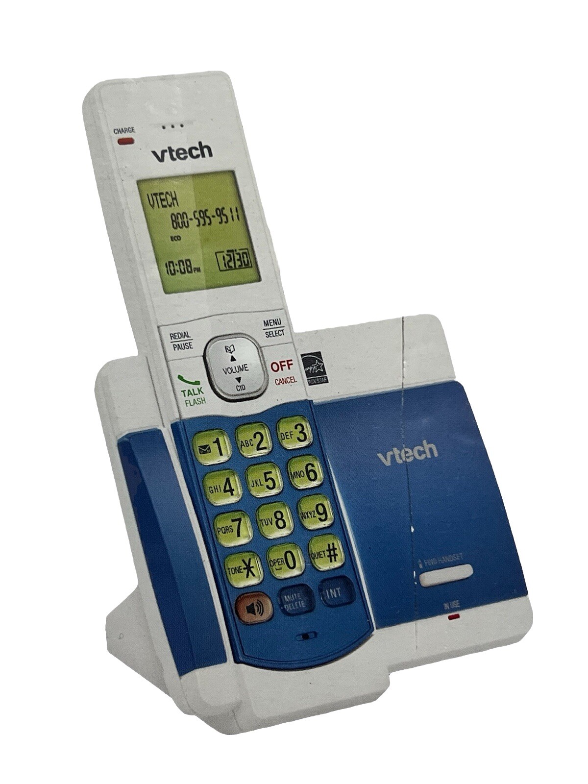 Vtech Cordless Phone White/Blue CS5119-18 Charging Station & Charge ...