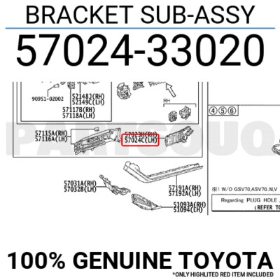 5702433020 Genuine Toyota BRACKET SUB-ASSY 57024-33020 | eBay