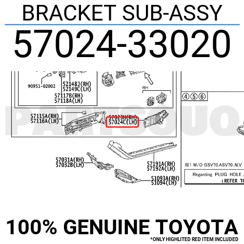 5702433020 Genuine Toyota BRACKET SUB-ASSY 57024-33020 | eBay