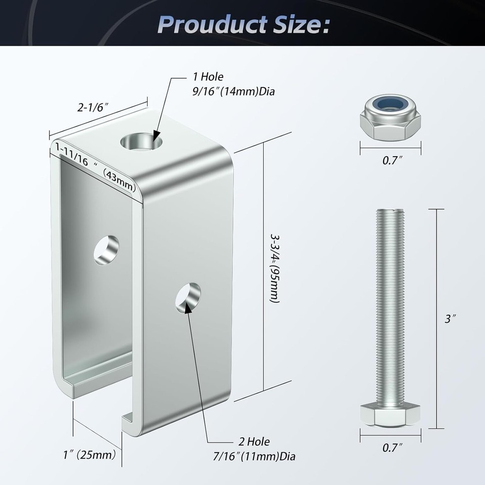 Channel Trolley Track Hanger Bracket for UNISTRUT Strut Channel, 1-5/8 ...