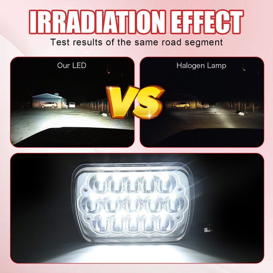 Pair 5X7" 7x6'' Rectangle LED Headlights DRL H4 for Toyota Pickup Truck ...