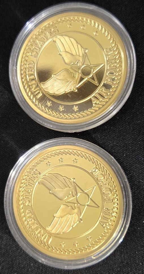 2 US Air Force 24k Gold Plated 40mm Challenge Coins F-4, F-105 | eBay UK