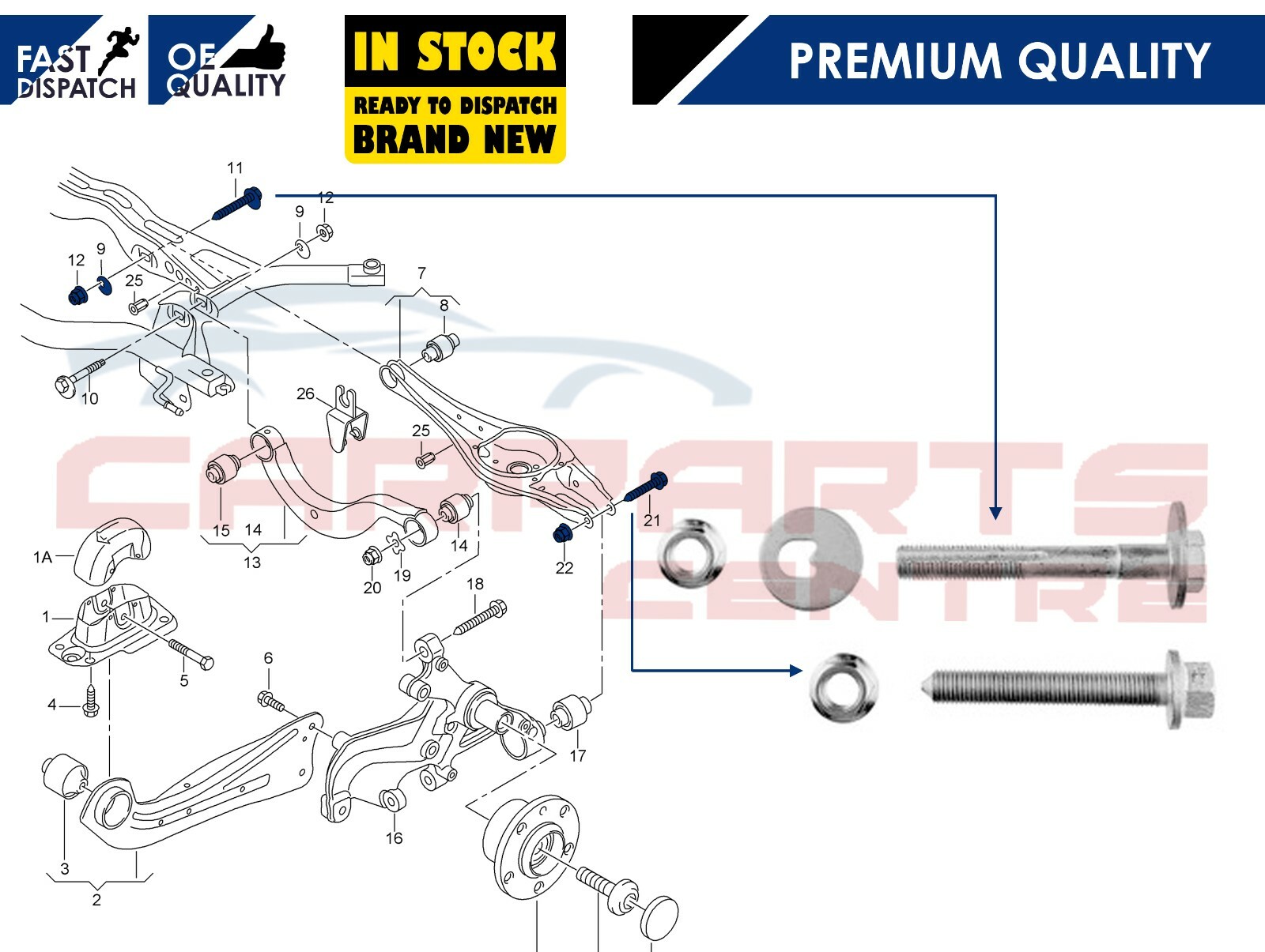 VW GOLF MK5 MK6 EOS JETTA REAR LOWER SPRING CONTROL SUSPENSION ARM ...