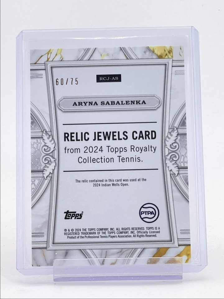 ARYNA SABALENKA 2024 TOPPS ROYALTY JEWELS PATCH TENNIS /75 Q4271 | eBay