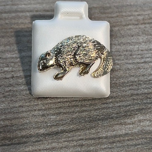 Squirrel/Otter/Beaver Lapel Pin Hand Carved Gold Tone | eBay