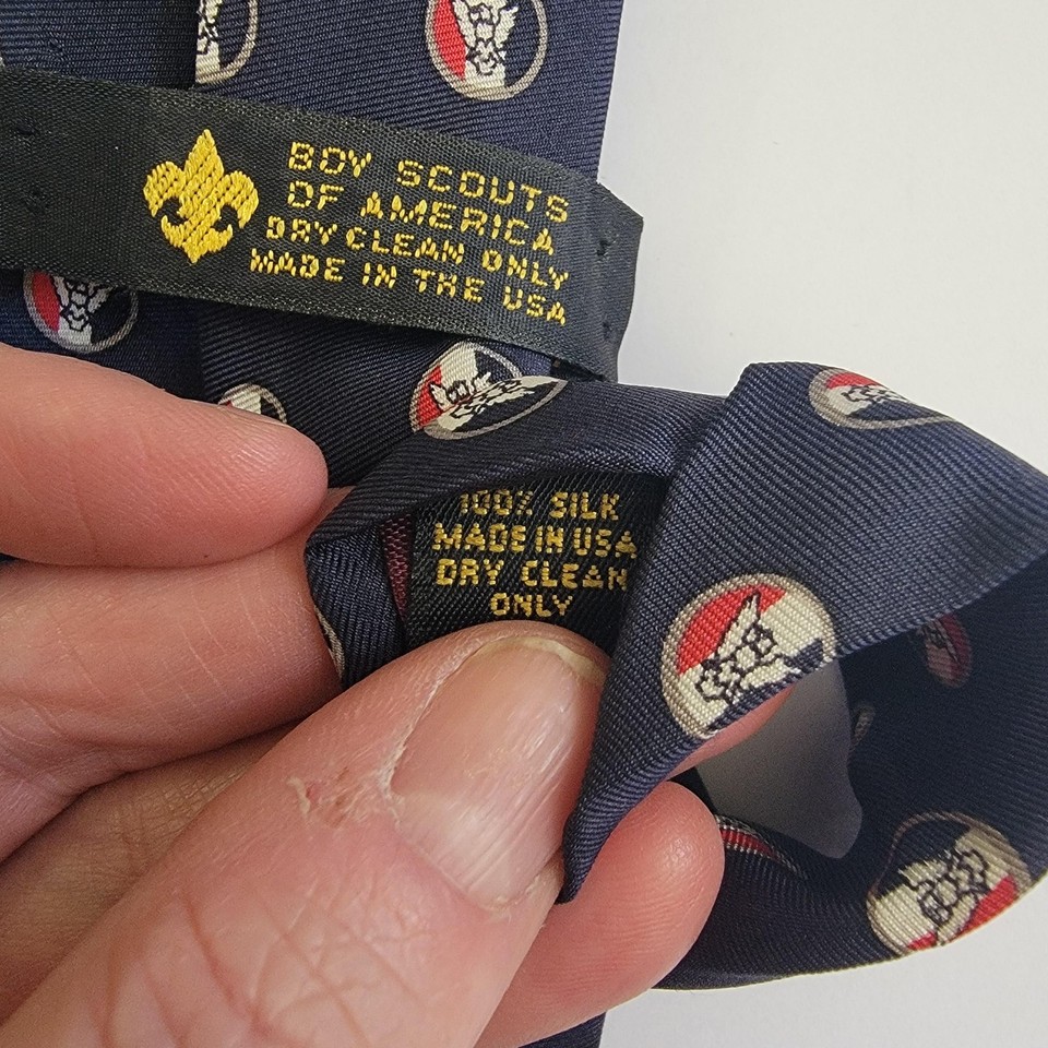 Boy Scouts Of America Neck Tie Mens Blue 100% Silk Logo Print USA ...