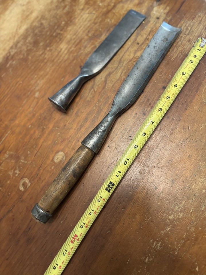 2 Antique L&I. J. White 1 1/2 Inch Gouge & Chisel Slick Woodworking ...
