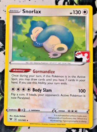 Snorlax 131/185 Pokemon Play! Prize Pack Series 1 | eBay