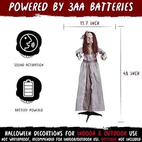 Halloween Animatronics 4ft Creepy Doll Decoration - 48inch Animated ...
