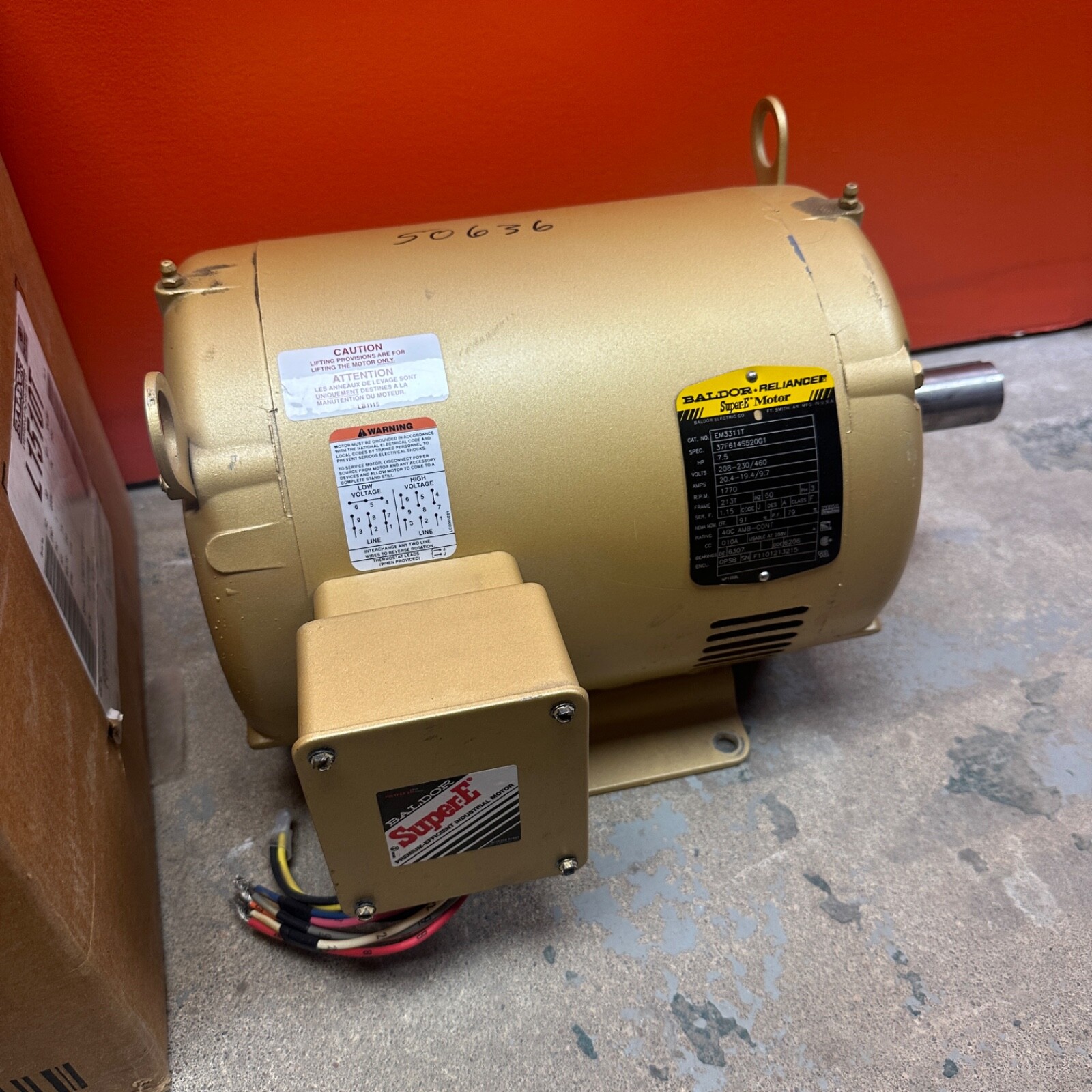 Baldor EM3311T Electric Motor 7.5 HP 1770 RPM 60hz 213T 208-230/460V ...