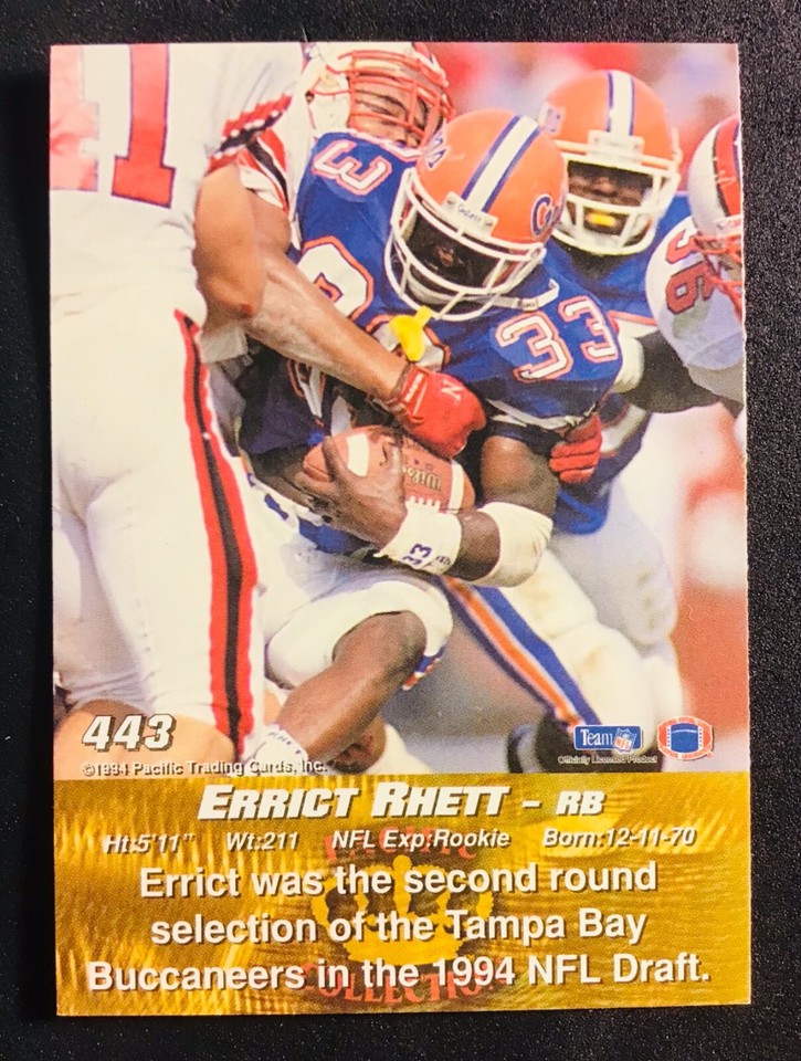 Tampa Bay Buccaneers ERRICT RHETT autograph auto signed ROOKIE RC 1994 ...