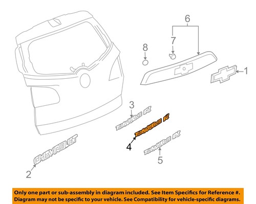 Chevrolet GM OEM Traverse Liftgate Tailgate-Emblem Badge Nameplate ...