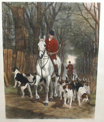 E.A.S.DOUGLAS "MORNING GOING TO COVER". ORIGINAL HAND COLORED LARGE ...