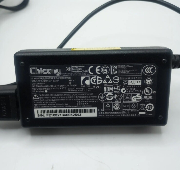 Genuine Chicony Acer Laptop Charger AC Power Adapter A11-065N1A ...