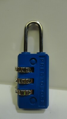 Prestolock Keyless 3 Digit Combination Steel Shackle Padlock Blue *Free ...