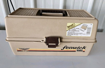 Vintage Fenwick 1080 Fishing Tackle Box Lockable 17" lg x 8 1/2" wd x 8 ...