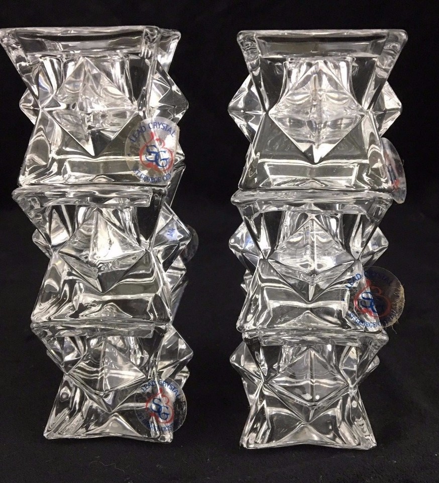 Lead Crystal Star Candlesticks Toscany Classics Set of 6 Stackable St ...
