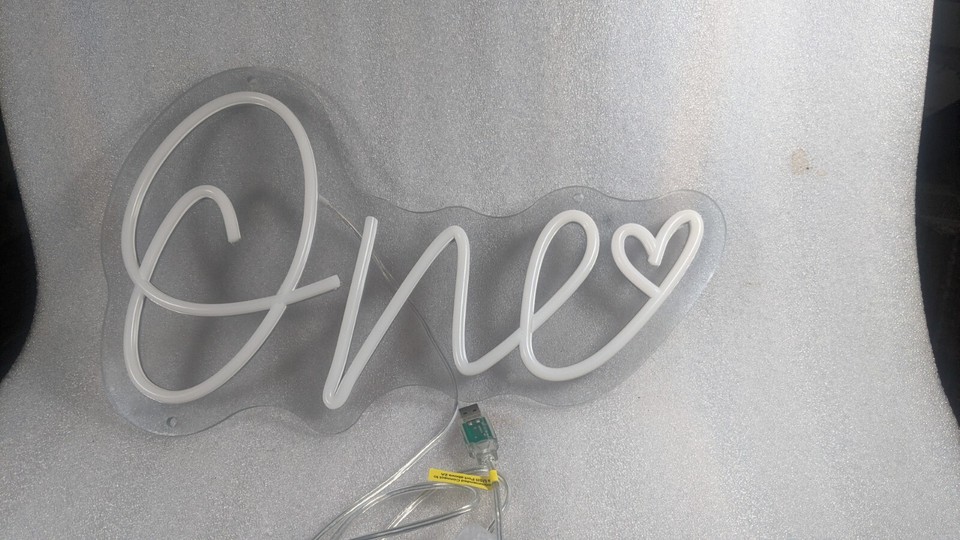LED Neon Sign "One Love (Heart), White Lettering, 14x9" | eBay