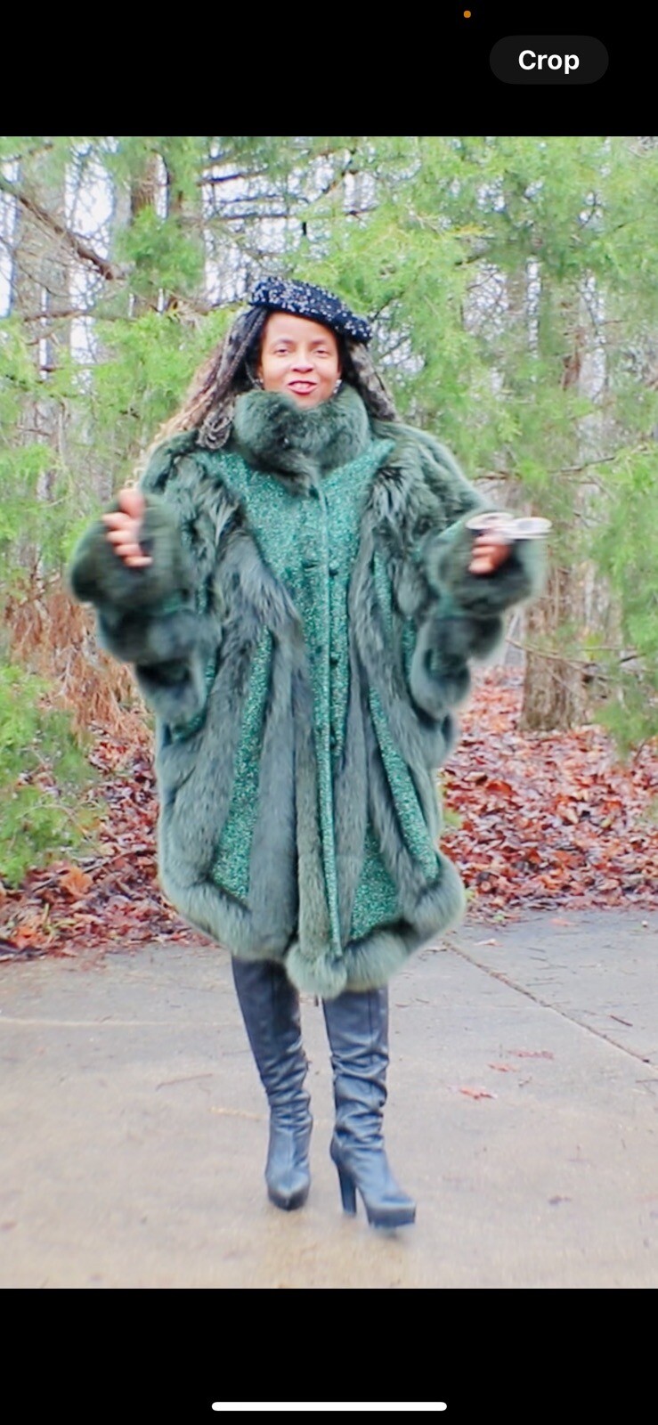 Mint Unique Full Length Green Fox Fur Coat Jacket S-L 4-14/16 | eBay