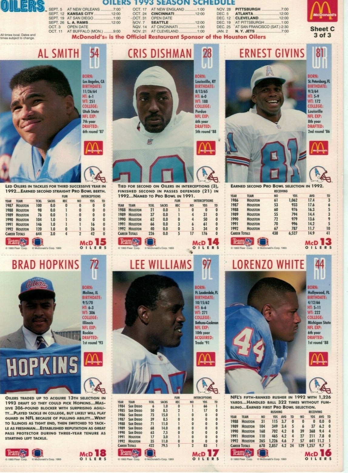 1993 OILERS GAMEDAY CARDS BY McDONALDS LIMITED EDITION (SHEET 2 & 3) | eBay