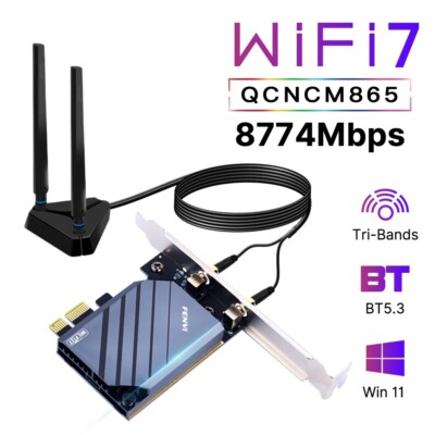 For AMD & Win 11 WiFi 7 PCIe Card QCNCM865 Tri-Band 5.8Gbps Bluetooth5 ...