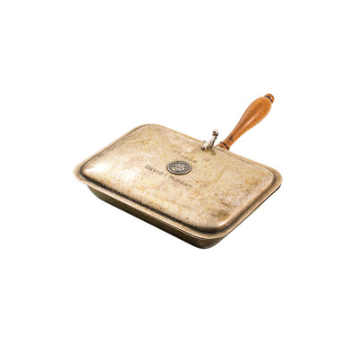 Vintage Cigarette Ashtray Silver Plated Rectangle Silent Butler Brown ...