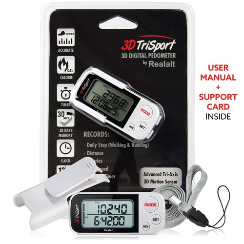 3DTriSport Supreme Quality Walking 3D Pedometer by Realalt with Clip ...