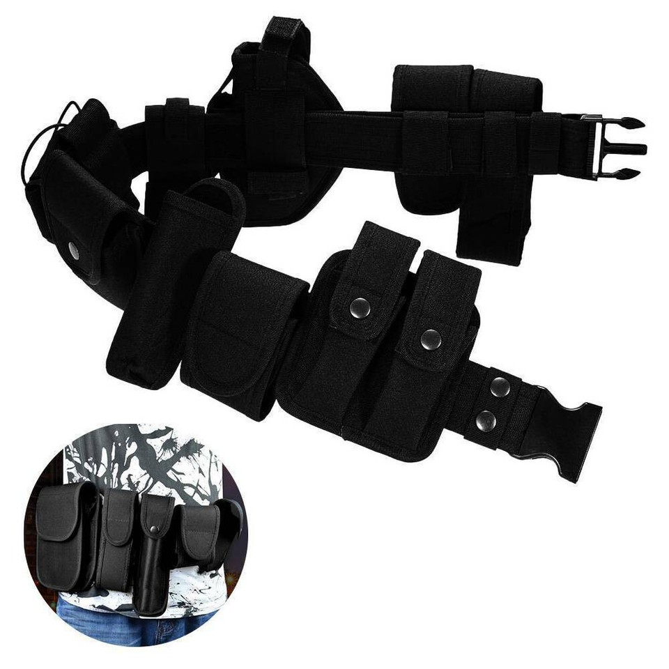 Police Guard Tactical Belt Buckles with 9 Pouches Utility Kit Security ...